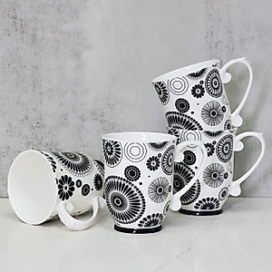 QOUTIQUE Bone China Coffee Mugs - 20 Ounce - Set of 4, Cups for Latte, Hot Tea, Cappuccino, Mocha, Cocoa, Mug Set, Large Coffee Mug, White