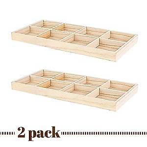 Hammont Rectangular Sectional Wooden Trays - 2 Pack - 7”x14”x1.25” - Eco Friendly Decorative Wooden Tray for Dry Fruits & Candies | Organic Wooden Tray for Gift & Home Décor