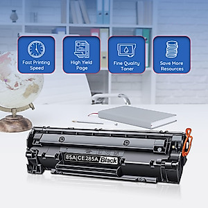 (with Chip) 85A CE285D Black Toner Cartridges, Pack of 2 Replacement for HP 85A CE285A Compatible with Pro P1102w P1109w P1005 P1006 M1132; M1212nf M1217nfw M1214nfh M1216nfh M1219nf MFP Printer
