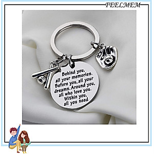 FEELMEM Baseball Keychain Baseball Player Gift Behind You All Memories Before You All Your Dream Keychain Softball Baseball Jewelry Baseball Mom Gift (Baseball Keychain)