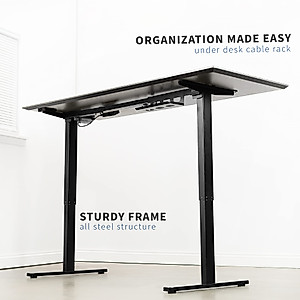 VIVO Electric Stand Up Desk Frame for 40 to 75 inch Table Tops, Frame Only, Single Motor Ergonomic Standing Height Adjustable Base with Memory Controller, Black, DESK-EV00B