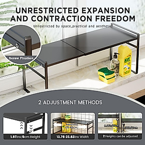 WOCHUANGSI 1pc Small Narrow Tall Shelf for Windowsill Kitchen Organizer Stackable Shelves Bathroom Sill Thin Shelves for Narrow Spaces Counter Top Racks (Black, L13.6-24.4'' * W8.3'' * H9.4'')