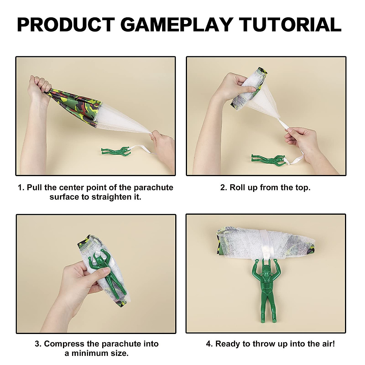 ZWBLZY Army Camo Parachute Toys for Kids - Hand Throwing Kids Outdoor Games Toys ，Army Men Action Figures Tangle Free Throwing Toy Parachute Outside Toys Gifts for Kids Ages 3-16