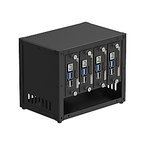 UCTRONICS Upgraded Complete Enclosure for Raspberry Pi Cluster, Compatible with Pi 5, 4B, 3B+/3B, and Other B Models, House Up to 4×2.5" SSD, Support PoE/PoE+ HAT and Switch, 2 Cooling Fans