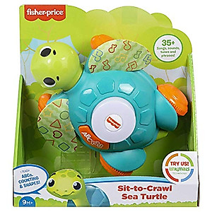 Fisher-Price Linkimals Sit-to-Crawl Sea Turtle - UK English Edition, Light-up Musical Crawling Toy for Baby