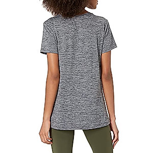 Amazon Essentials Women's Tech Stretch Short-Sleeve V-Neck T-Shirt (Available in Plus Size), Pack of 2, Black/Dark Grey Space Dye, XX-Large