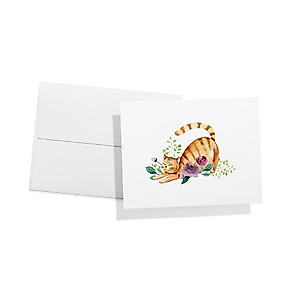 Twigs Paper - Assorted Cat Greeting Cards - Stationery Cards with Envelopes - Thank You Card - Blank Note Cards - Greeting Cards for All Occasions - Made in USA (5.5 x 4.25, Set of 12)