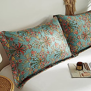 Ikawaapurry Comforter Set for Queen Size Bed Farmhouse Boho Bedding Sets Fluffy Lightweight Flowers Plants All Season 3 Pcs Comforter with 2 Pillow Shames