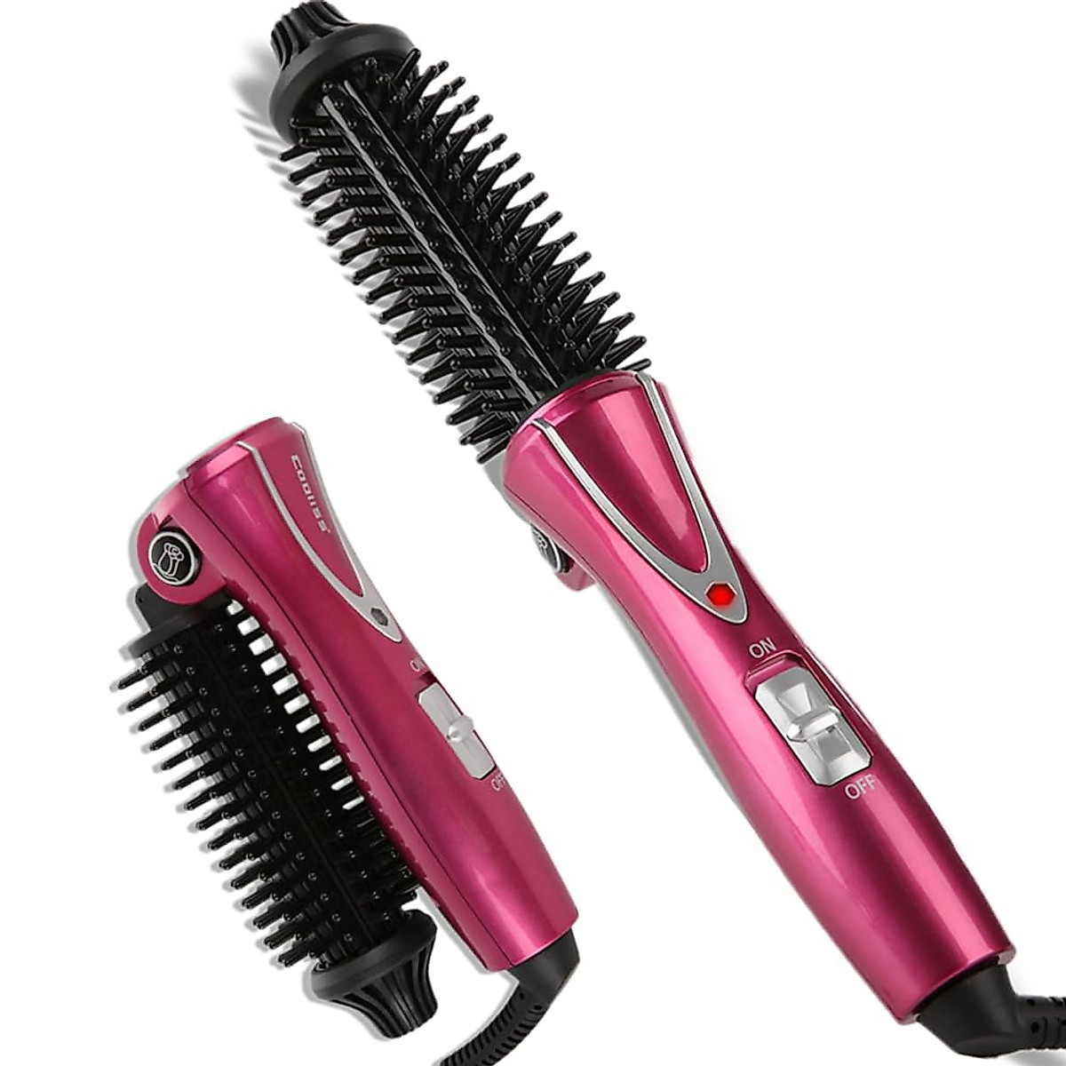 Electric Professional Anti-Scald Curling Brush with Instant Heat Up for All Hair Types (US Plug, 110-240V)