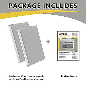 BJADE'S Window Air Conditioner Side Panels Kit,Window AC Foam Insulation Side Panels for Window AC Unit Indoor Air Conditioner Cover for Summer Winter Protection,18" x 9" x 7/8" Window Seal Panel