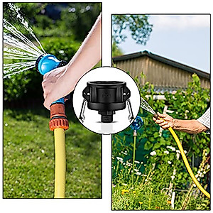 275 330 Gallon IBC Tote Fittings IBC Tote Adapter IBC Tote Tank Drain Adapter for Garden Hose Camlock Garden Water Hose 2 Inch Tote Lock, Black (1)