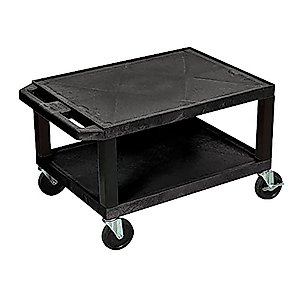 H Wilson Luxor 16"H AV Cart - Two Shelves - Black Legs