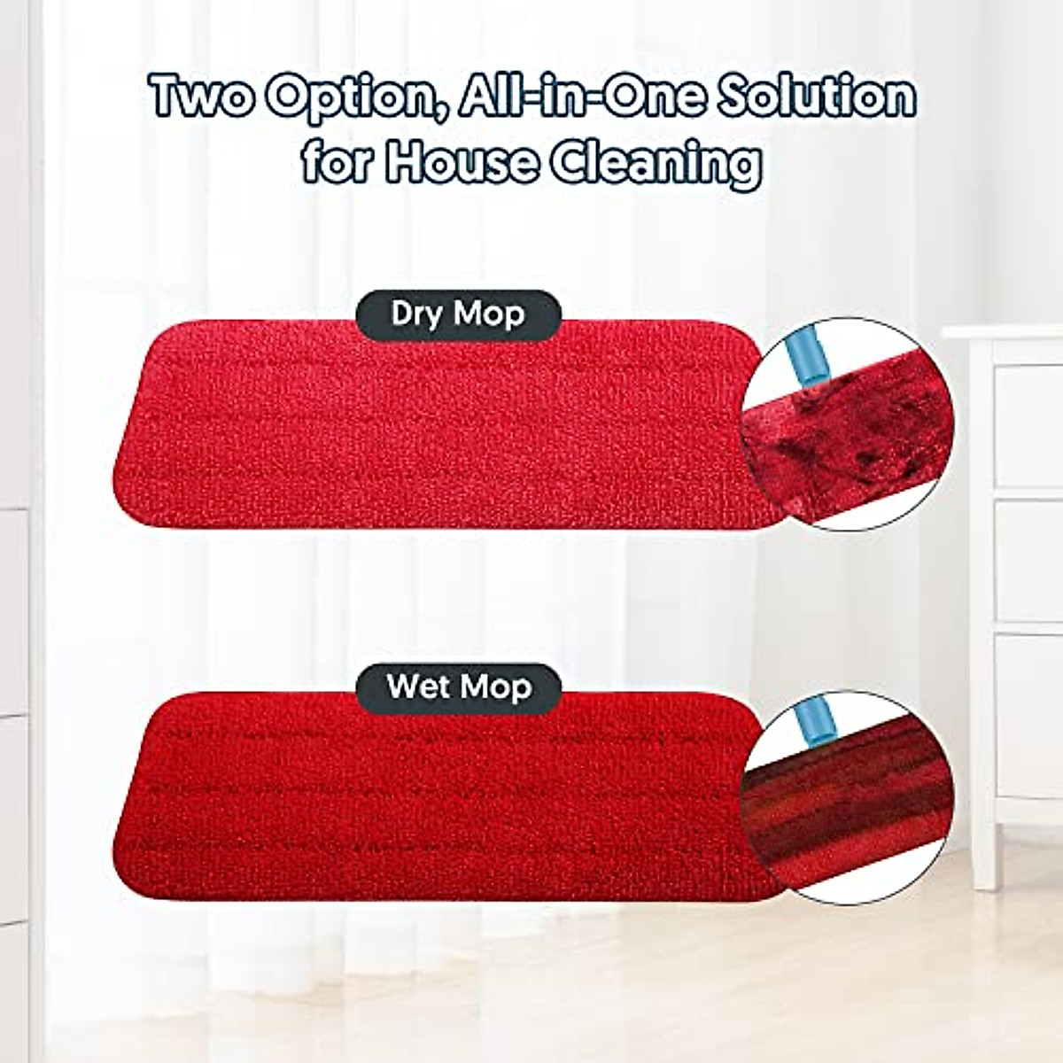 Microfiber Spray Mop Pads Replacement Compatible with Swiffer PowerMop - MEXERRIS Floor Cleaning Mops Heads Replacement Washable Flat Mop Refills Fit for All Spray Mops & Reveal Mop, 7 Pack/Set Red