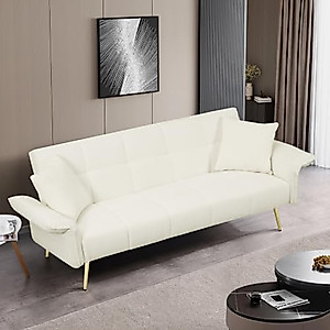 Ochangqi 71'' Futon Couch Bed, Convertible Double Sofa Bed,Modern Loveseat Sleeper, 3 Seater,2 Pillow, Convertible Folding Love Seat Daybed for Small Spaces, Office, Bedroom,Apartment (Beige)