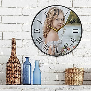 SUABO Personalized Photo Clock, Custom Large Photo Wall Clock, Personalized Family Clock Print, Customized Birthday Wedding Valentine's Day Christmas Graduation Gift
