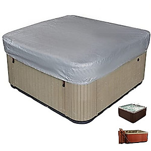 XVBVS Square Hot Tub Cover, Waterproof UV Resistant Hot Tub Spa Cover Protector with Drawstring, Bathtub Pool Dust Covers for Outdoor Bathtub, Swimming Pool (Color : Gray, Size : 220 * 220 * 90cm)