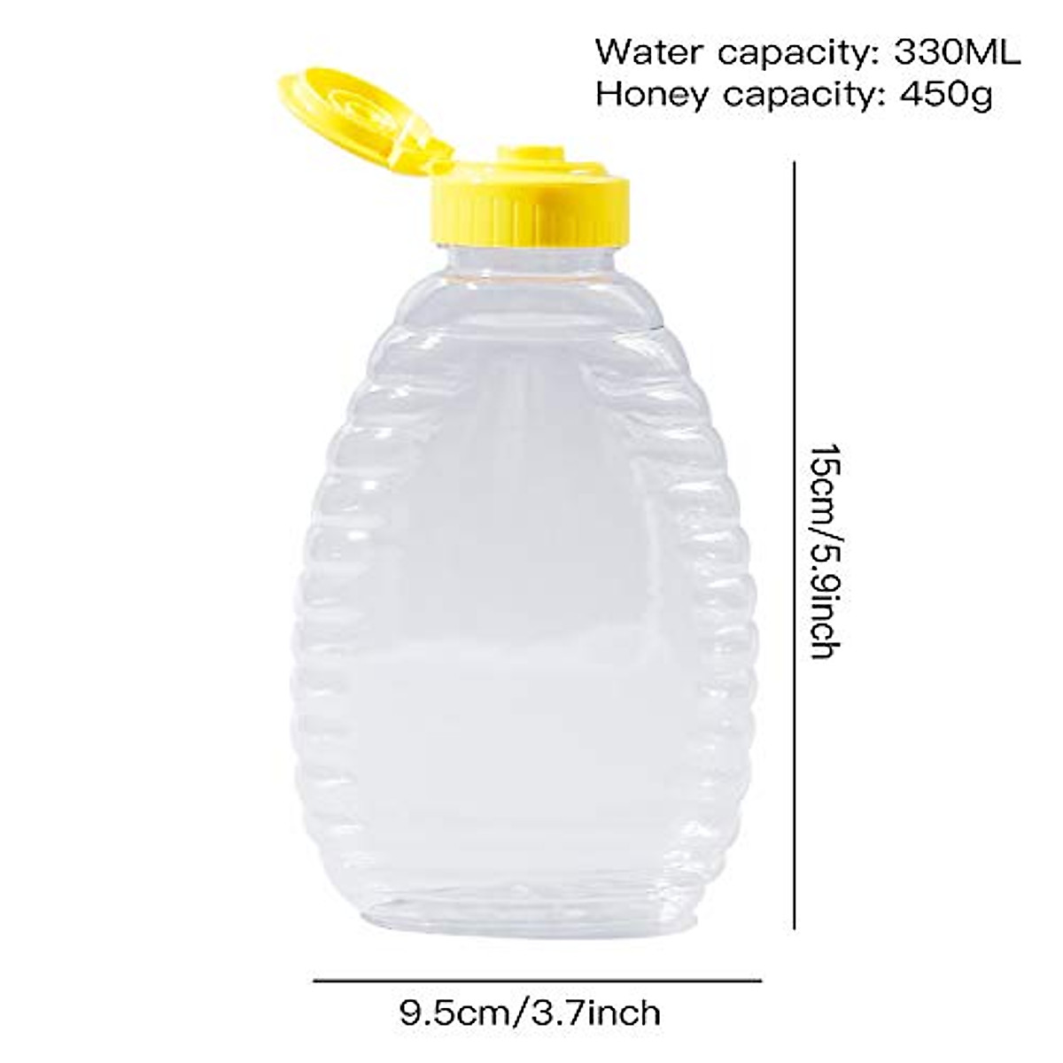 Lainrrew 6 Pcs 12 Oz Honey Jars, Plastic Honey Bottles Clear Empty Honey Containers Honey Dispenser Squeeze Honey Bottle with Leak Proof Flip-Top Caps for Storing and Dispensing (12oz)