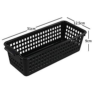 AnnkkyUS 6 Pack Small Plastic Storage Baskets, Black Desktop Baskets
