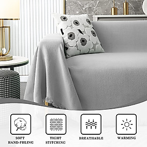 MYSKY HOME Couch Cover Sofa Covers Sectional Couch Covers for 3 Cushion Couch Sofa Cover for Living Room L Shaped Sofa Slipcovers for Dogs (X-Large, 71" x 118", Light Grey)
