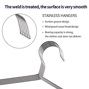 FSUTEG Wire Hangers, Clothes Hangers 50 Pack Heavy Duty Stainless Steel Metal Pants Hangers 16.5inch