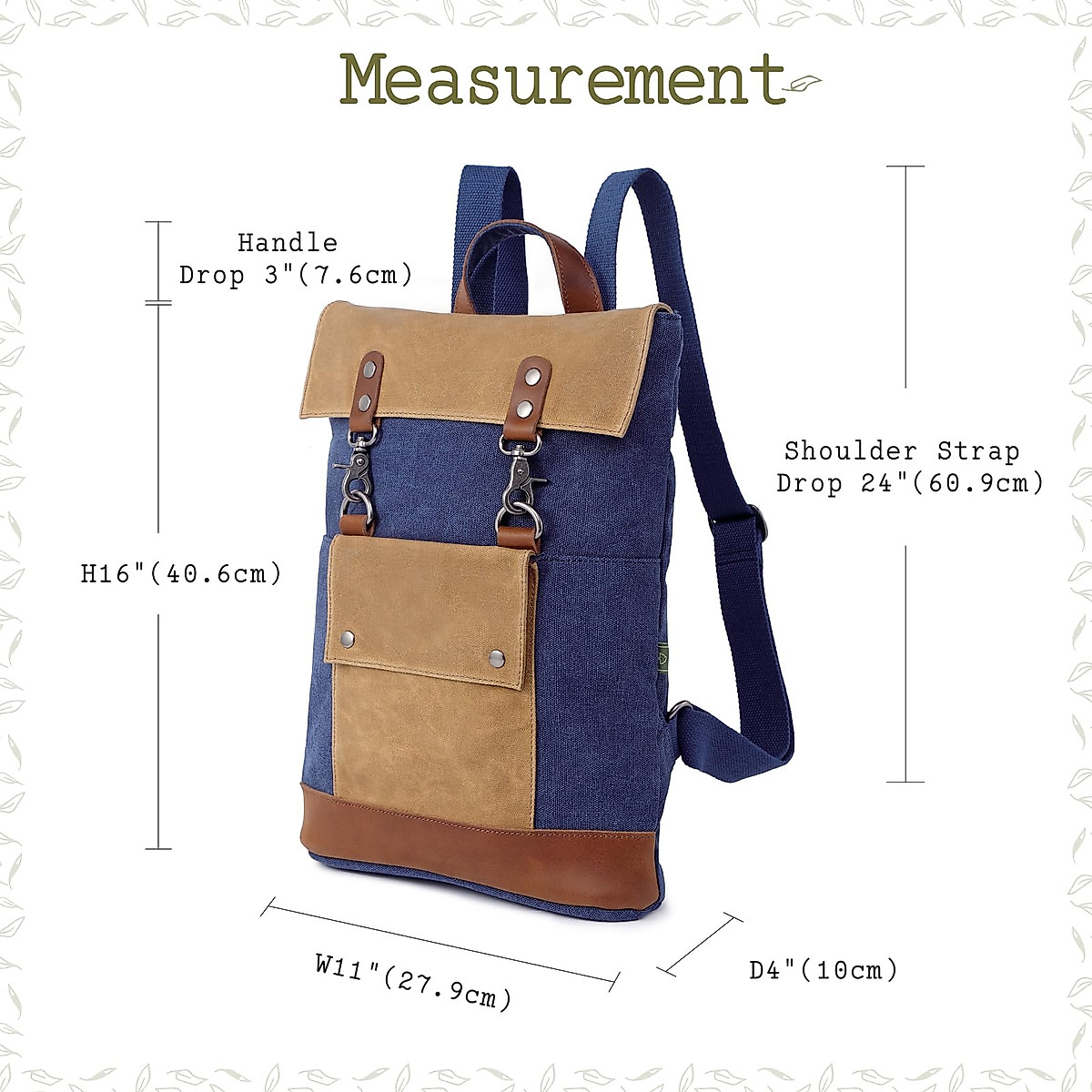 The Same Direction Hillside Backpack Leather and Canvas (Grey)