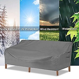 Vailge Heavy Duty Patio Sofa Cover, 100% Waterproof 3-Seater Outdoor Sofa Cover,Lawn Patio Furniture Covers with Air Vent and Handle,79" Wx 37" Dx 35" H,Grey