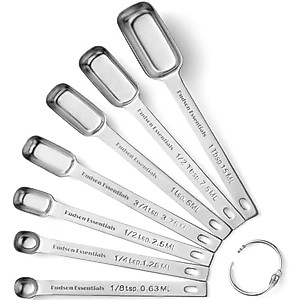 Hudson Essentials Stainless Steel Measuring Spoons Set for Dry or Liquid - Fits in Spice Jars - Set of 7