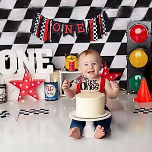 Racing High Chair Banner,Racing First/1st Birthday Party Decorations,racing First/1st High Chair Banner,checkered Flag Racing Birthday Decorations, Race Car First Birthday Cake Smash Photo Props