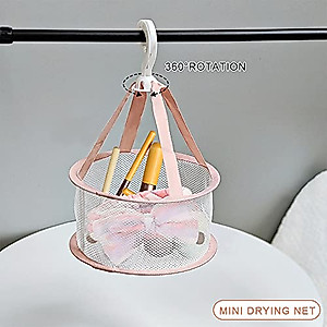 Mini Mesh Shower Dry Basket, Hanging Drying Net, Bath Organizer Storage for Makeup Brush, Beauty Sponge Blender, Windproof Airing Drip Dryer Rack for Bathroom, Laundry (Pink)