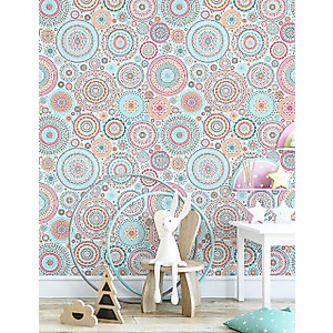 CiCiwind Peel and Stick Wallpaper Cute Contact Paper Colorful Wallpaper Fun Kitchen Contact Paper Decorative Self-Adhesive Wallpaper Removable Waterproof Easy to Clean Wall Covering 17.7''x78.7''