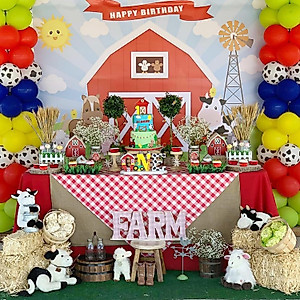 138Pcs Cow Balloon Arch Garland Kit Farm Animals Party Decorations Red Yellow Blue Green Animal Print Balloons for Farmhouse Barn Birthday Country Western Cowboy Baby Shower Party Supplies
