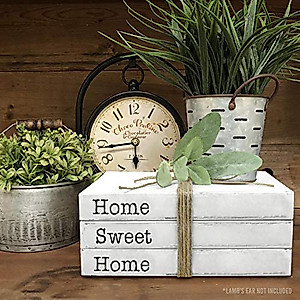 TenXVI Designs Decorative White Books, Set of 3 - Home Sweet Home Stacked Books - Rustic Farmhouse Accent Decor for Decorative Bookends, Entryway Shelf, Mantel and Bedroom Night Stands