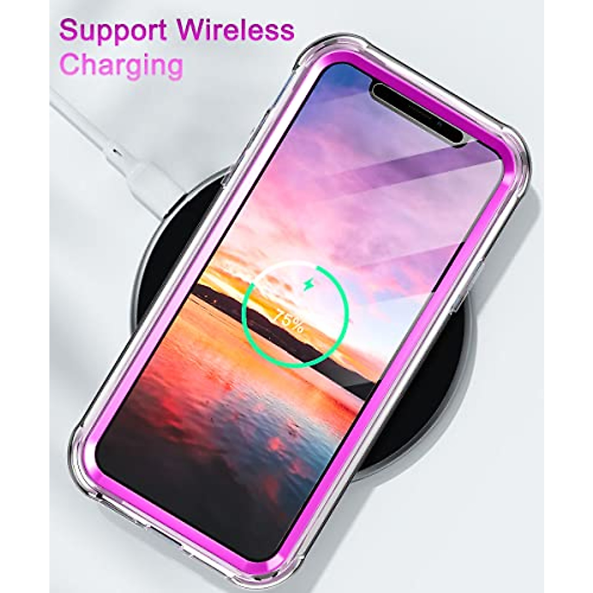 Hocase for iPhone 12 Case iPhone 12 Pro Case, (with Built-in Screen Protector) Cute Rugged Shockproof Slim Lightweight TPU Full Body Protective Case for iPhone 12/12 Pro (6.1") - Purple Meets Pink