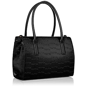 Nautica womens Sandy Jr. Top Handel With Removable Crossbody Strap Satchel Bag, Black( Embossed Logo), One Size US
