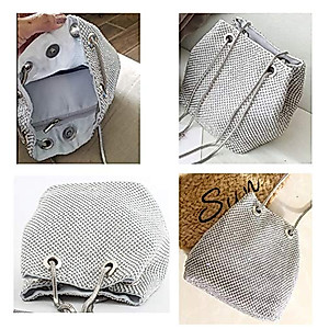 Vgift Silver Purse, Women Rhinestone Bag Diamond Purse for Evening Wedding Cocktail Costume Party Homecoming Prom