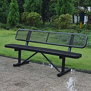 GOJLEX 6FT Outdoor Garden Bench, Metal Park Bench for 2-4 People, Patio Bench for Park, Garden, Yard, Front Porch, Path, Lawn Decoration, 900lb Weight Capacity (Black)