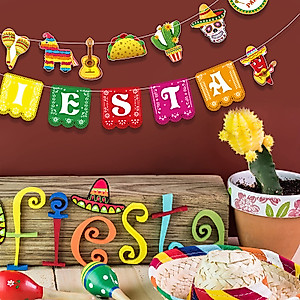 Cinco De Mayo Banner Mexican Party Supplies Sign Banner Garland Fiesta Party Decoration Day of the Dead Backdrops Ceiling Hanging Card Tissue Decorations for Mexican Festival Tacol Theme Birthday