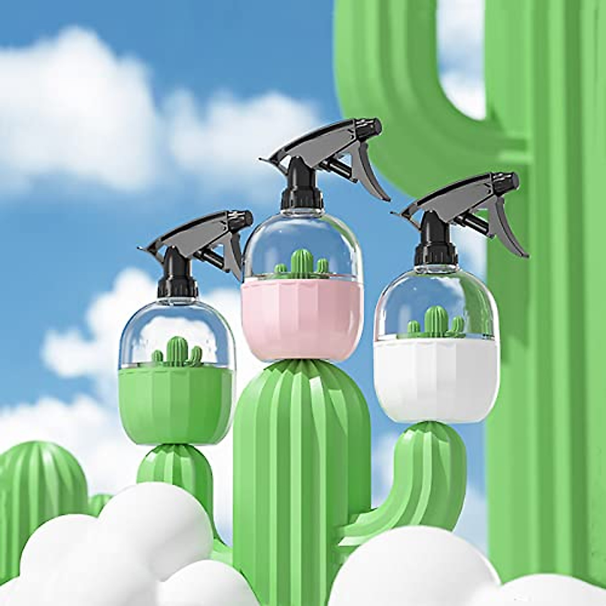 Cactus Modeling Spray Bottle Gardening Spray Bottle 500ml Small Candy Colored Watering Cans Animal Watering Can (White, One Size)