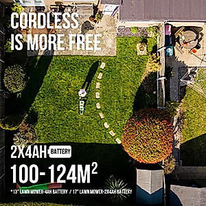 Litheli Cordless Lawn Mower 17 Inch, 2 x 20V 4.0Ah Battery Lawn Mowers with Brushless Motor, Bagging & Mulching, Charger Included