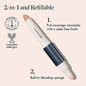 Trestique Concealer Crayon, Refillable Makeup Concealer With Built-In Blending Sponge, Sustainable Under Eye Concealer, Clean Beauty Concealer Makeup