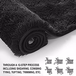 Vocrite Black Fluffy Rug for Bedroom, Shag Fuzzy Area Rug for Living Room, Non-Slip Shaggy Plush Furry Rugs for Nursery Classroom, Soft Carpet for Playroom Dorm Teen's Room Decor, 4x6