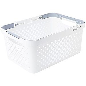 Sistema Stack 'n' Nest Basket-18.5 Litre, White/Grey, 40.8 x 28.8 x 18.9 cm