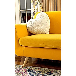 DaDalogy Bedding Luxury Dreamy White Faux Fur Heart Pillow - Lovely Valentine Gift Throw Cushion with Sewn Insert - Cute Romantic Soft Sherpa Backside | Upgraded- 16” x 14”