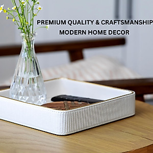 ZHEM Nightstand Organizer Perfume Tray | Small Valet Tray Key Bowl for Entryway Table | Bedside Table Organizer Dresser Catch All Tray| Decorative Leather Catchall Tray | Bedside Organizer -White