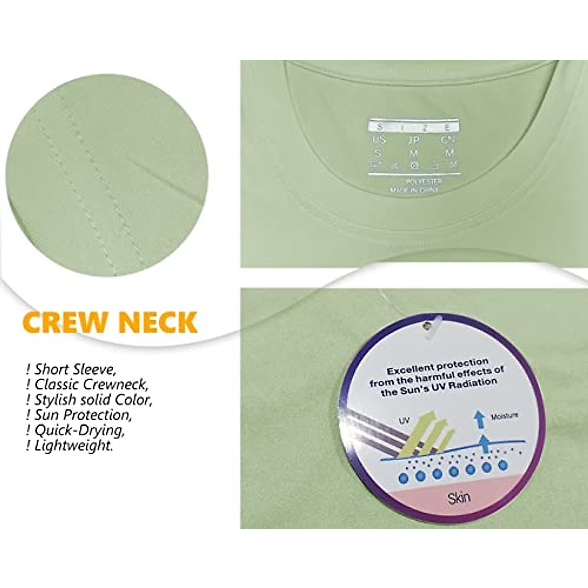 TACVASEN Mens Cycling Shirts Short Sleeve UPF 50+ UV Sun Protection Performance Tops Quick Dry Hiking Shirts Lightweight Workout Shirts for Men Light Green L