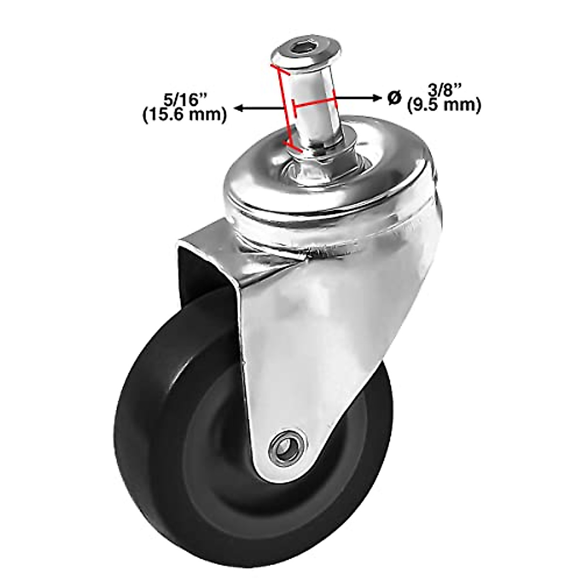 FactorDuty 6 Pack Heavy-Duty 3" Swivel Caster Wheels for Creeper Service Cart Stool Post Mount