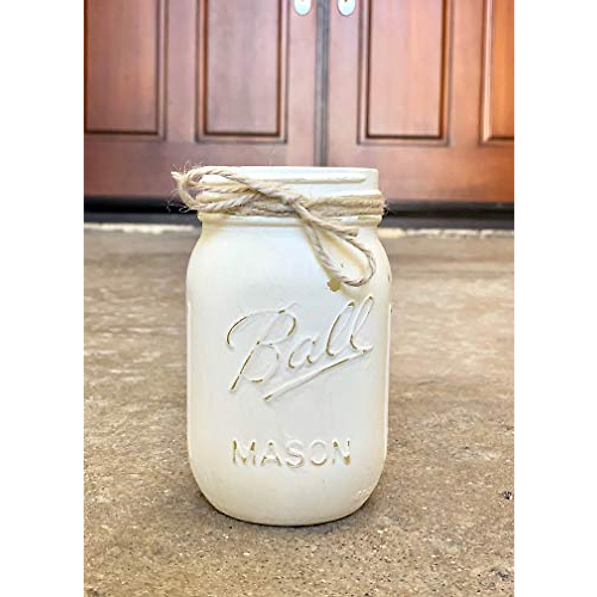 White - Hand Painted and Distressed Mason Jar, Pint 16 oz. Regular Mouth Rustic Farmhouse Style Mason Jar, White Mason Jars, White Vase Mason Jars, White Mason Jars for Centerpieces, Painted Mason Jar