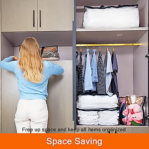 Vieshful 3 Pack Clear Clothes Storage Bag, 40L Zippered Closet Organizer, Plastic Storage Containers Moving bags for Comforter, Blanket, Bedding, Duvet, Toys