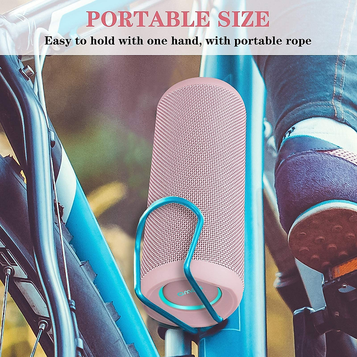 Portable Speaker, Wireless Bluetooth Speaker, IPX7 Waterproof, 25W Loud Stereo Sound, Bassboom Technology, TWS Pairing,16H Playtime, Speaker with Lights for Home Outdoor - Black+Pink