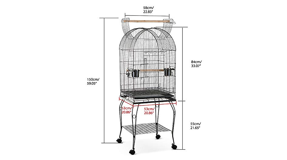 IKAYAA Large Bird Cage for Parrots & Small Birds | Durable & Easy to Clean